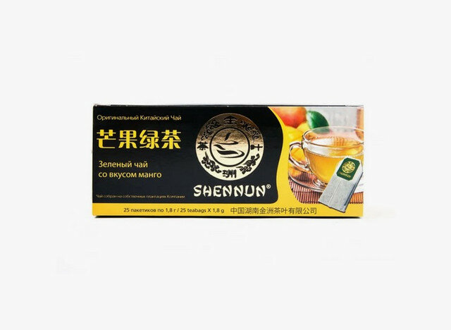 Shennun Чай зеленый, Китайский, мелколистовой, вкус манго, 25пак х 1,8гр,45гр