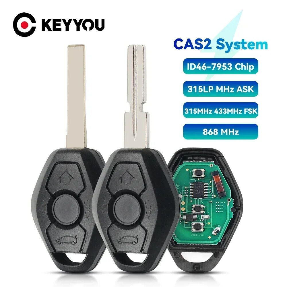 Автомобильный дистанционный ключ системы KEYYOU CAS2 для BMW CAS2 System 1, 3, 868 MHZ, HU92 Blade
