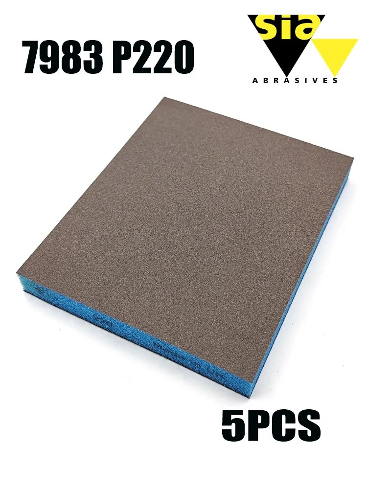 SIA 7983 P220 Двусторонняя губчатая шлифовальная шкурка 98x120x13 мм Гладкая и однородная Идеально подходит для шлифования ручных инструментов