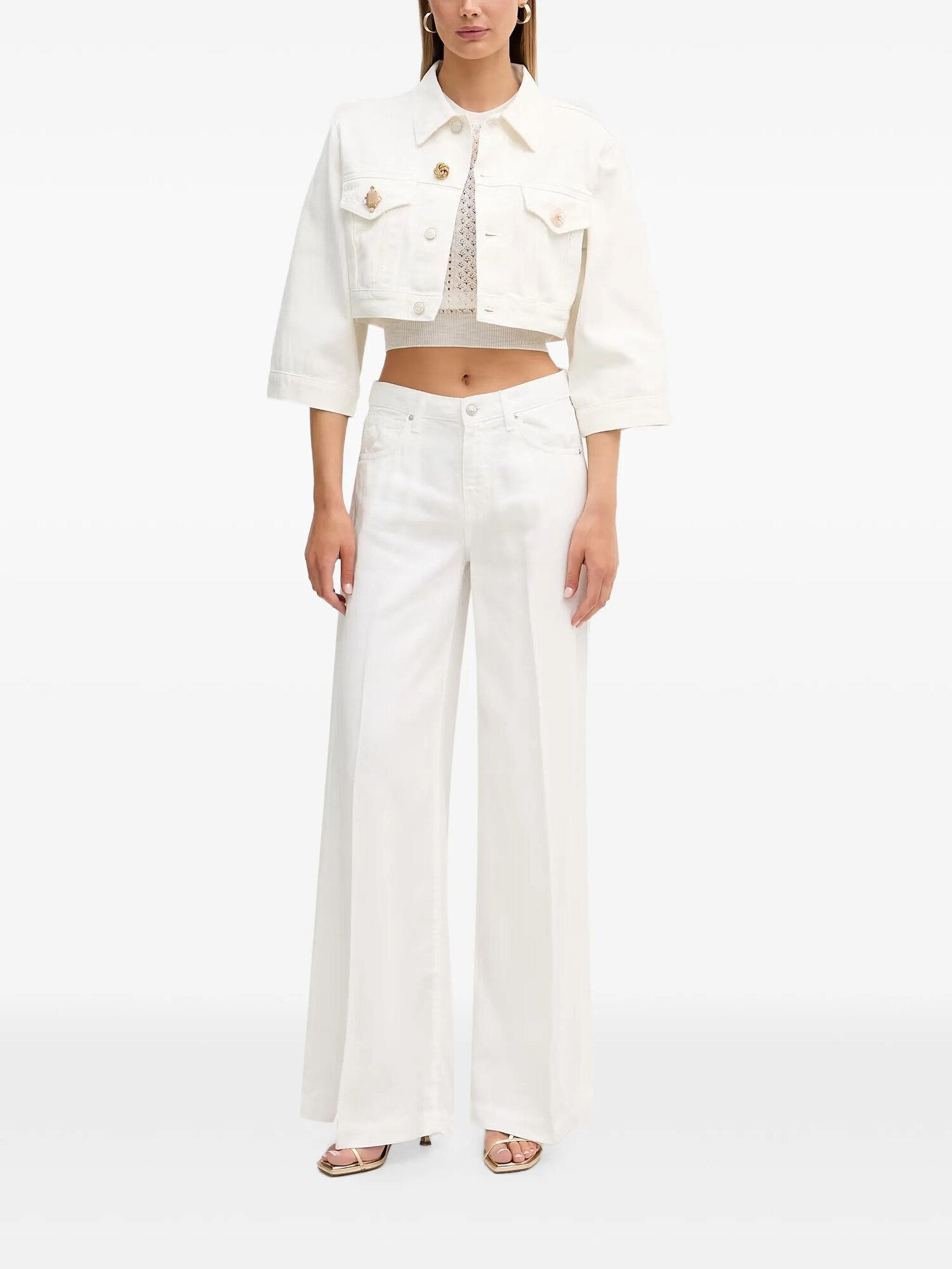 Джинсы VICOLO Wide-leg jeans, размер M, бежевый/белый — фото 1