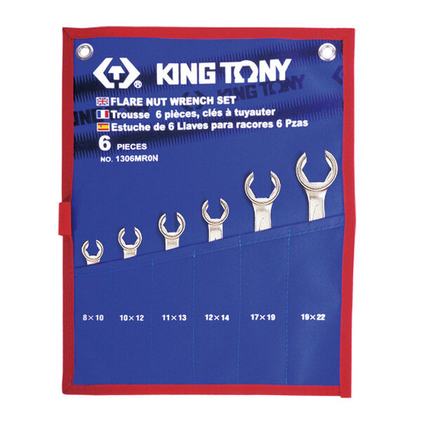 KING TONY Набор разрезных ключей, 8-22 мм, чехол из теторона, 6 предметов 1306MRN