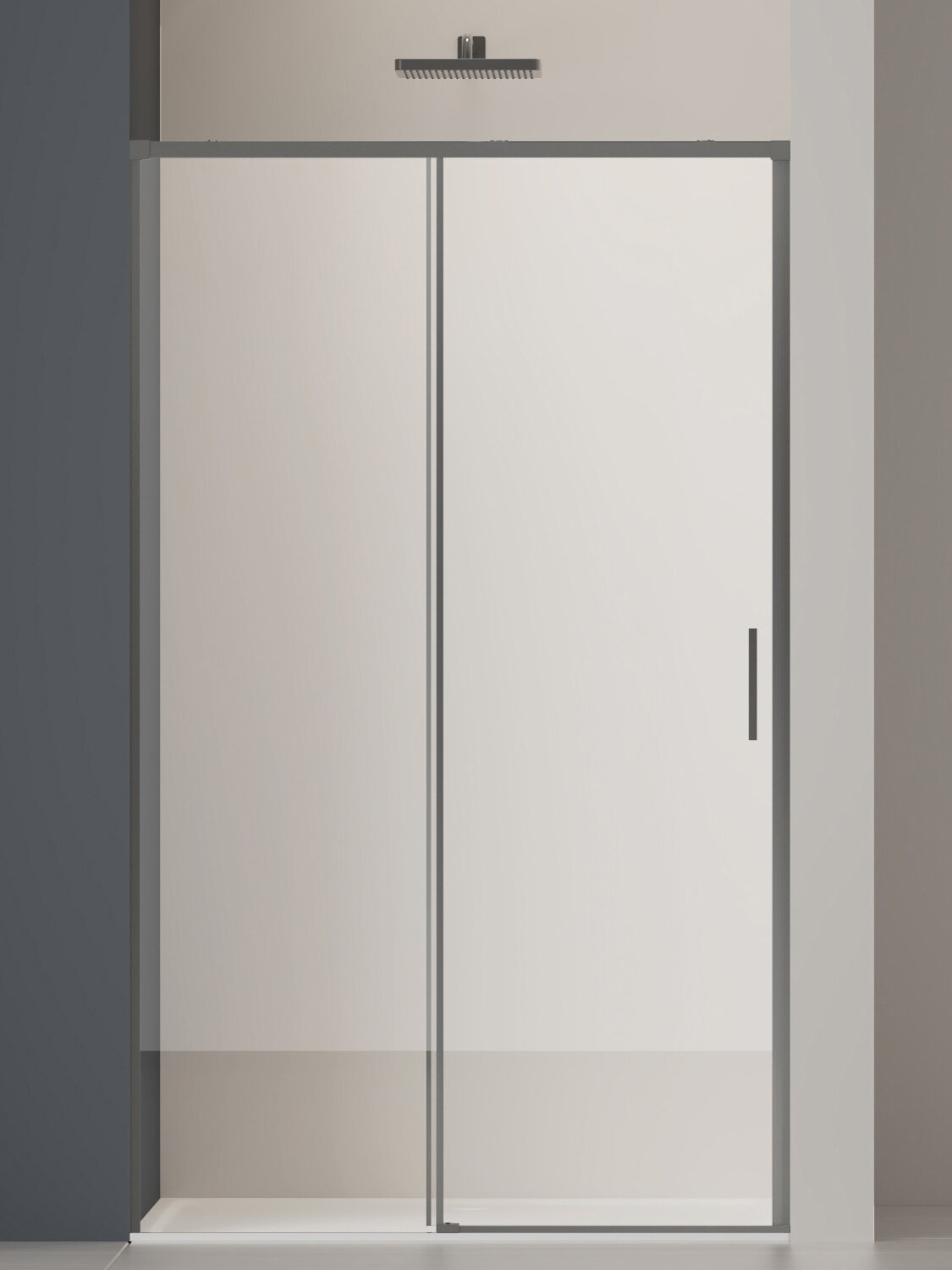 Душевая дверь в нишу Vincea Софт 2 (Soft 2) VDS-3SO2120CLGM 120 см, профиль вороненая сталь, стекло прозрачное
