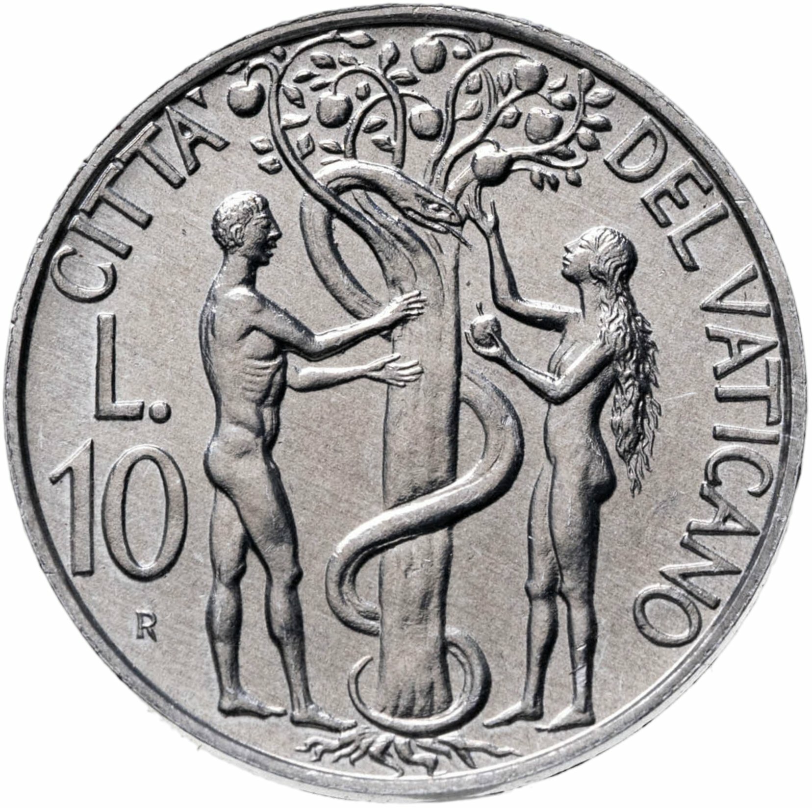 Ватикан 10 лир 1988, Алюминий, в сохранности UNC