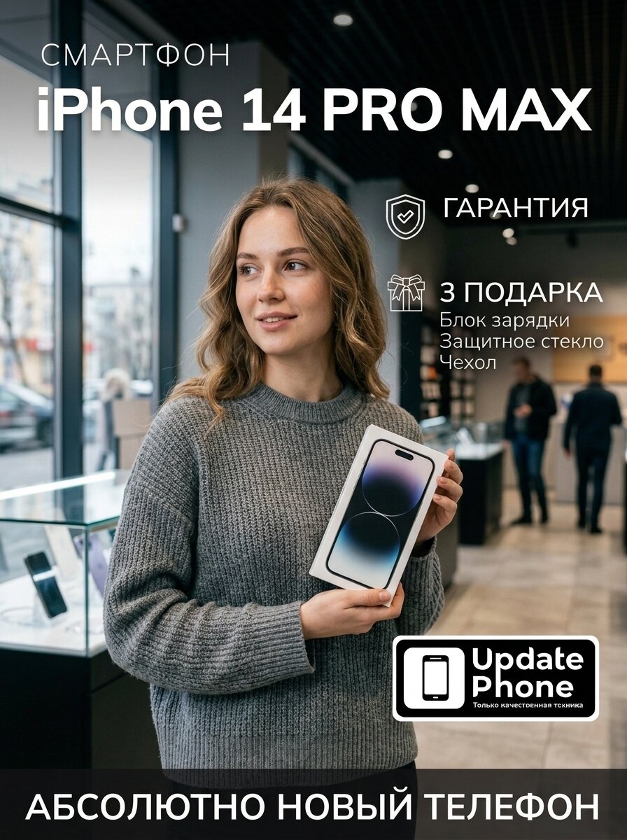 Смартфон Apple iPhone 14 Pro Max 256 ГБ, Dual: nano SIM + eSIM, Космический Черный, NEW