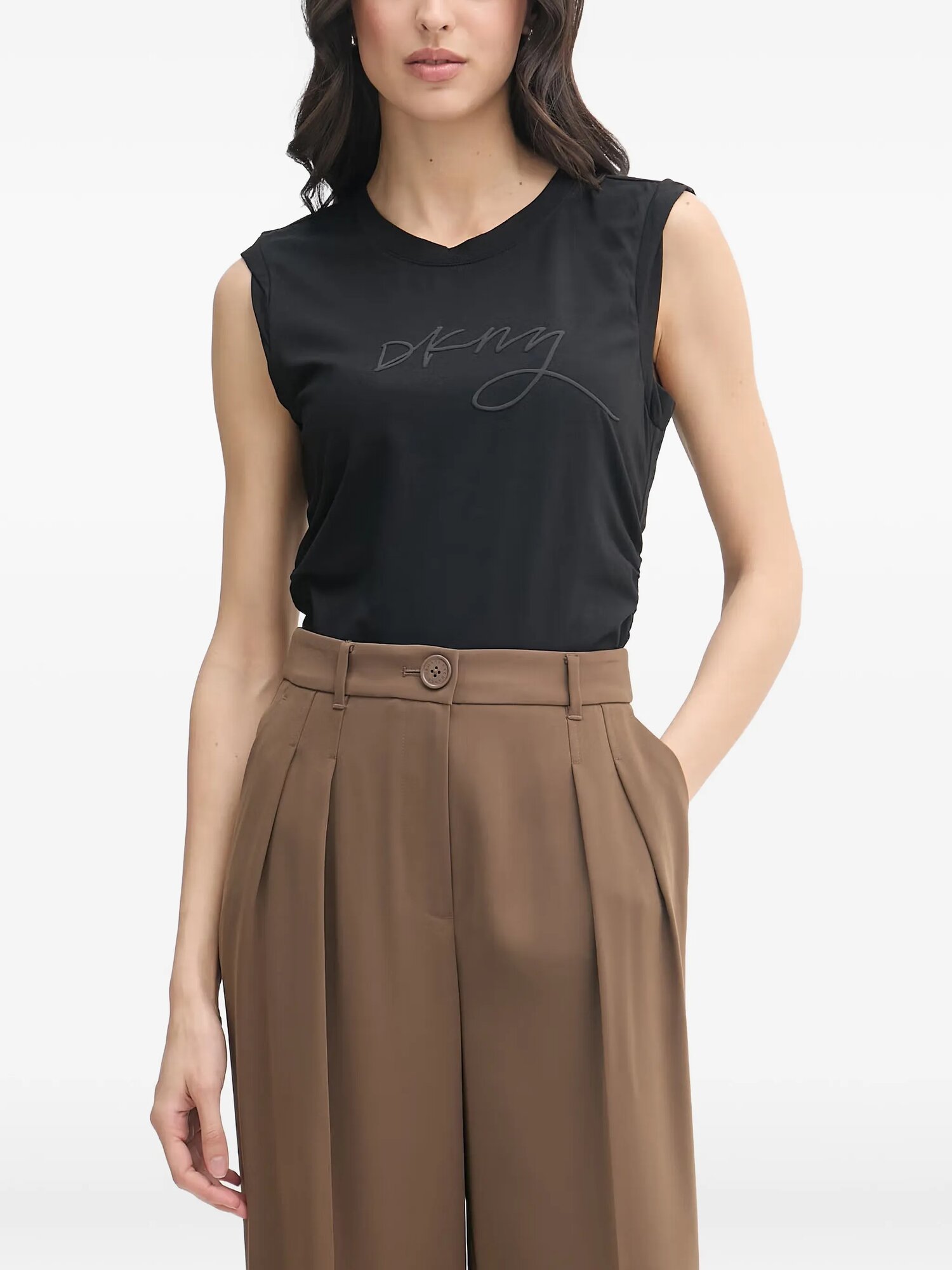 Футболка Logo-print ruched-side T-shirt