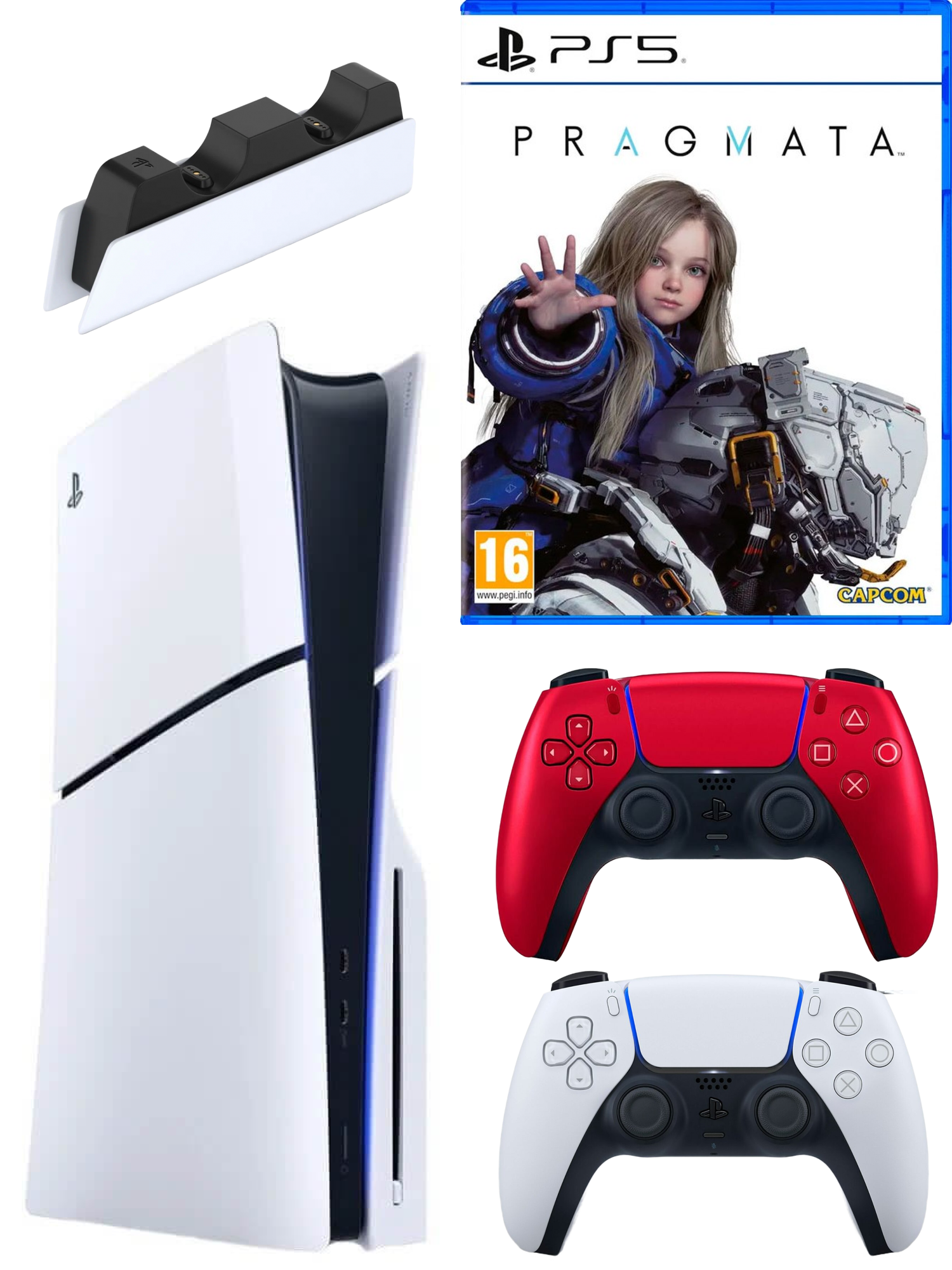 Игровая приставка Sony PS 5 Slim, 1ТБ(с дисководом)+2 геймпад+Зарядная станция+Pragmata (подробности в чате)