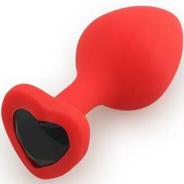 Play Secrets Silicone Butt Plug Heart Shape Medium, красный/черный. Средняя анальная пробка с кристаллом в форме сердца
