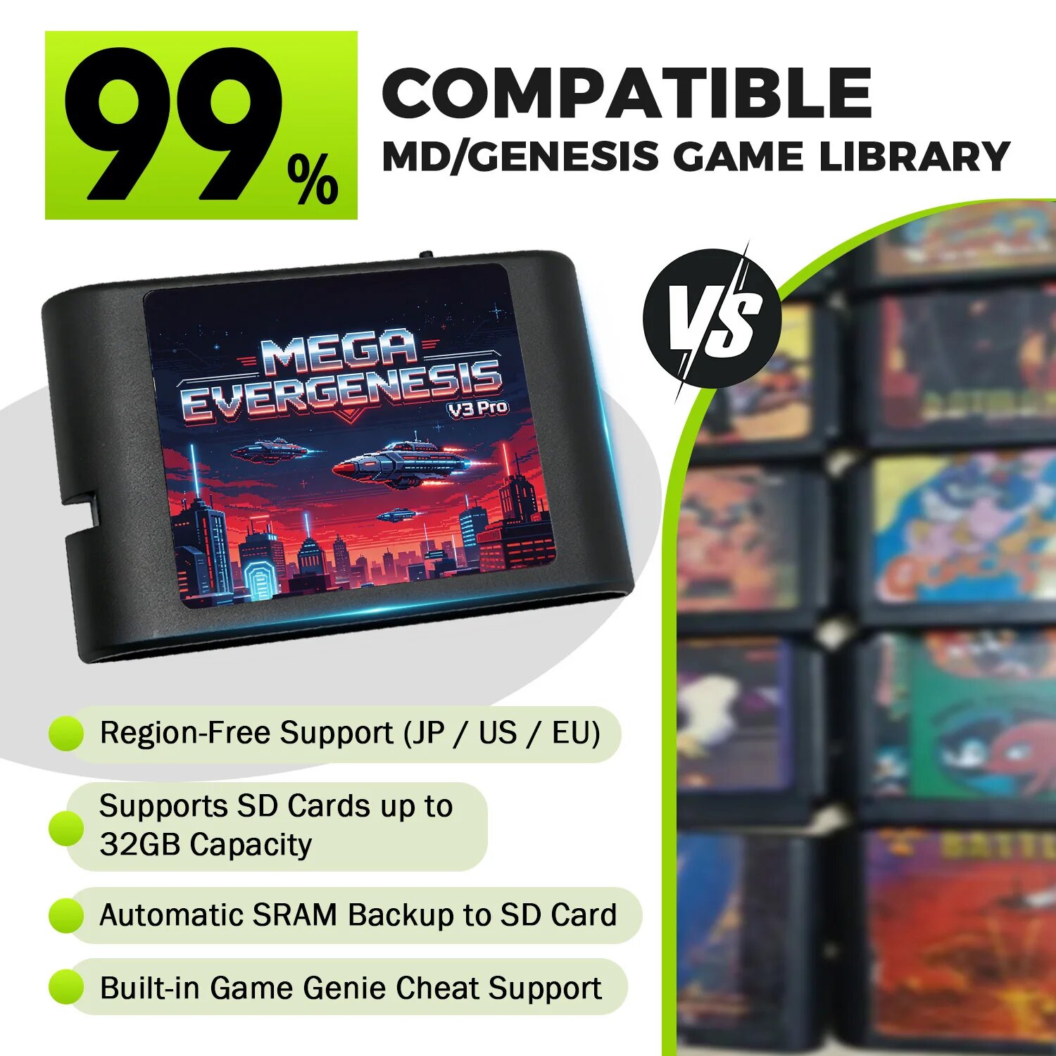 Mega EverDrive V3 Pro Red для Sega Genesis — фото 1