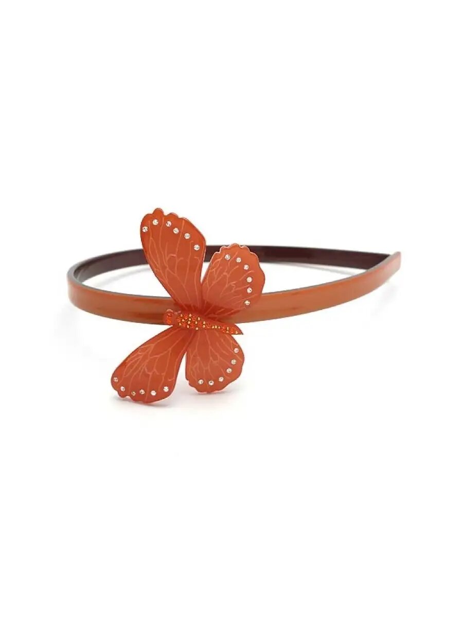 Ободок Magie Accessoires "Бабочка", пластик, с бабочкой, оранжевый