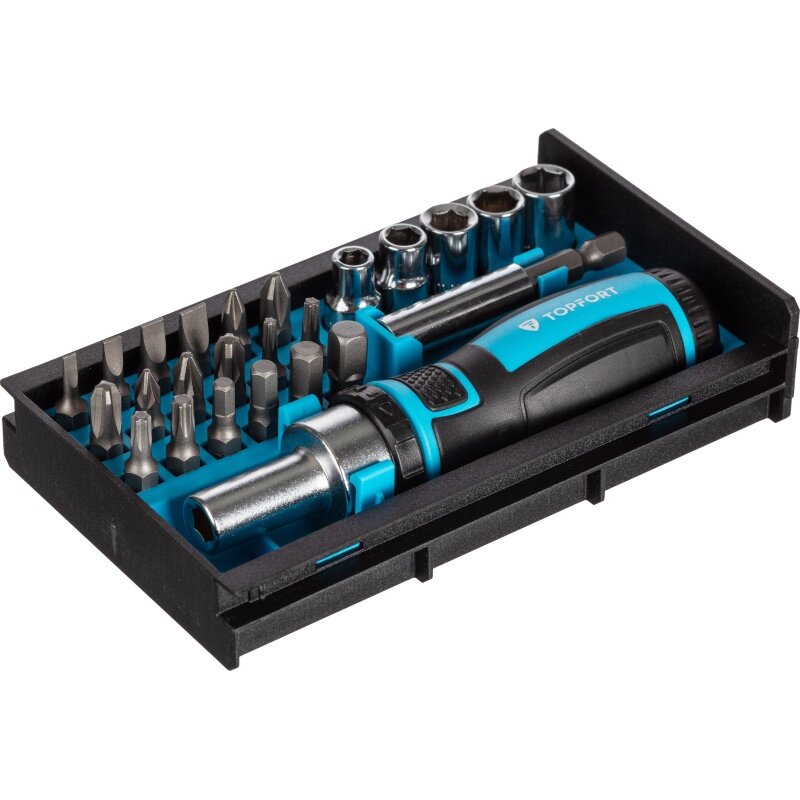 Отвертка с битами Topfort Двухкомпонентная рукоятка, 25 предметов (569225)