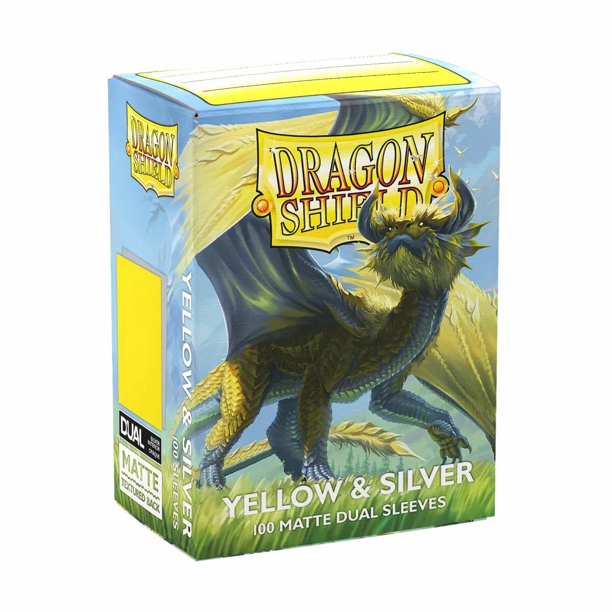 Протекторы для карт стандартного размера Dragon Shield - Matte Dual Yellow & Silver (100шт. в упаковке)