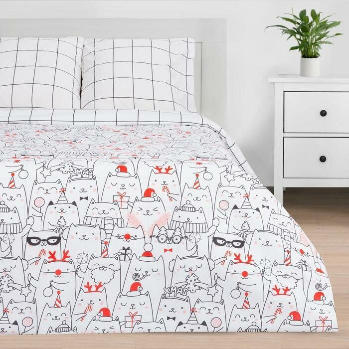 Постельное белье Этель Евро Xmas cat 200 217 см, 240 220 см, 70 70 см - 2 шт