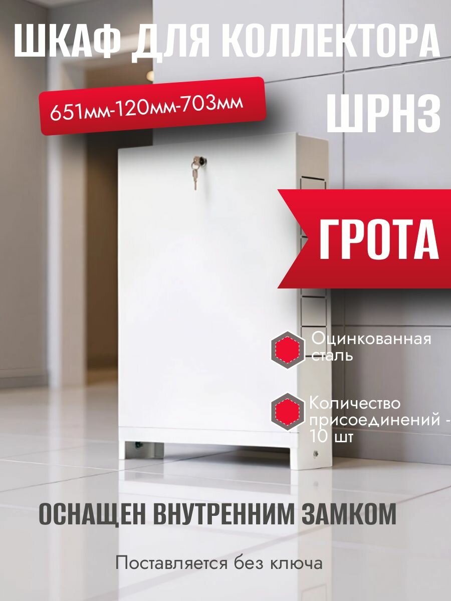 Шкаф для коллектора наружный ШРН-3, 651 х 120 х 703 мм