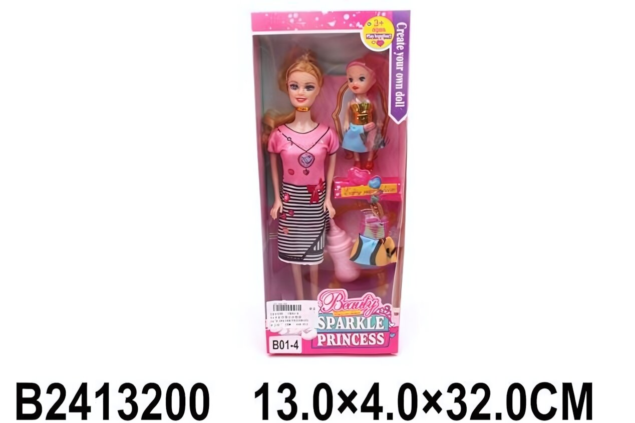 Кукла с ребенком «Sparkee Princess» 13х4х32см, 2 куклы в наборе с аксессуарами, для девочек