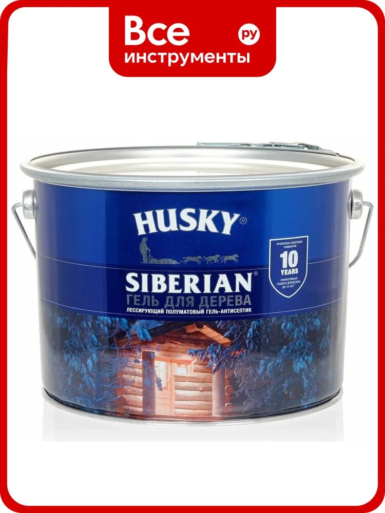 Гель-антисептик для дерева HUSKY SIBERIAN полуматовый орегон 9 л 25302