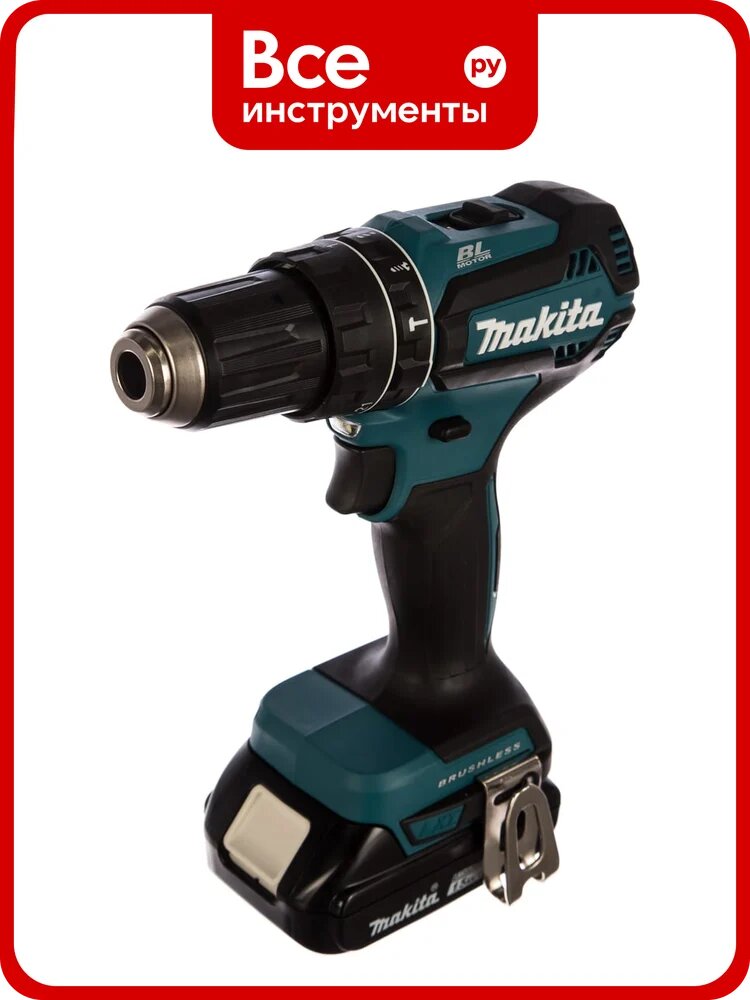 Дрель-шуруповёрт Makita DHP485SYE, 18В, 2 аккумулятора, кейс