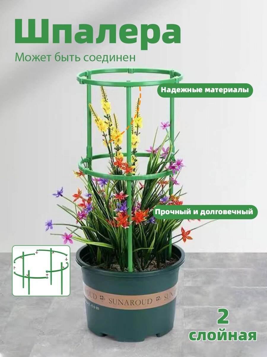 Опора для растений с регулируемой высотой, набор 1 шт, поддержка для цветов и вьющихся растений, пластиковая рамка для сада и дома