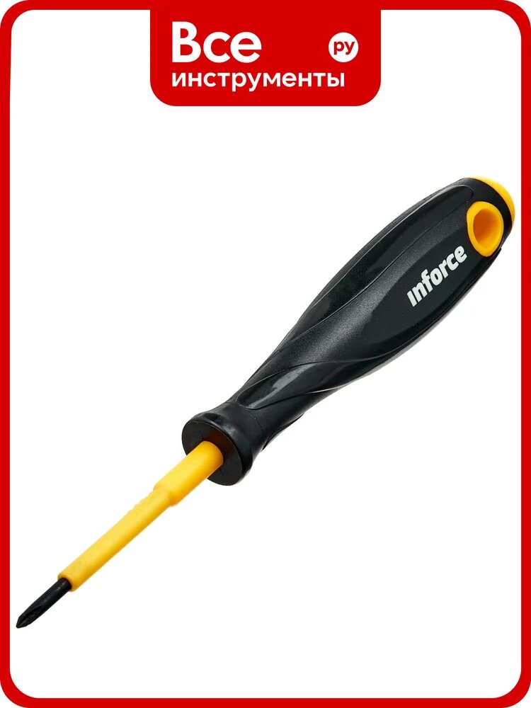 Диэлектрическая отвертка PH0 Inforce 06-09-73, с диэлектрическим покрытием, полиуретановая рукоять, стержень из стали