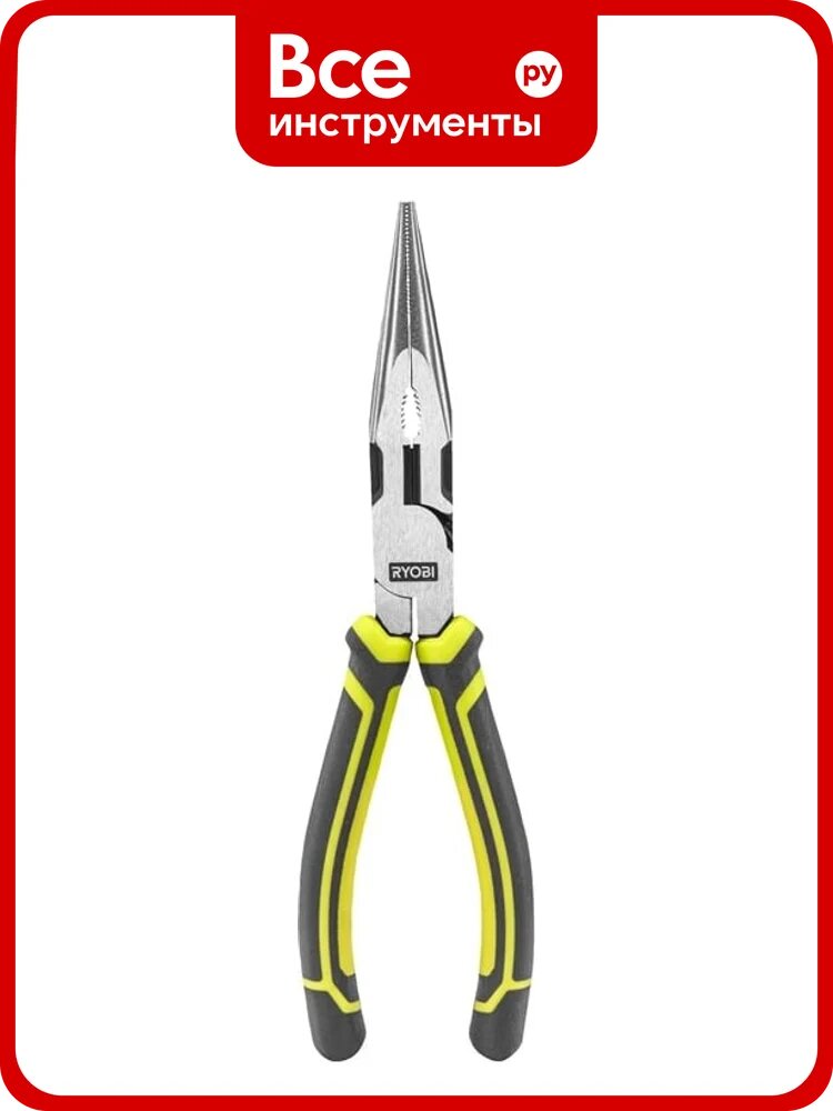 Длинногубцы Ryobi RHLNP200, 2 мм, сгибания, рычажный механизм, стальная губка, рукоятки черный/желтый