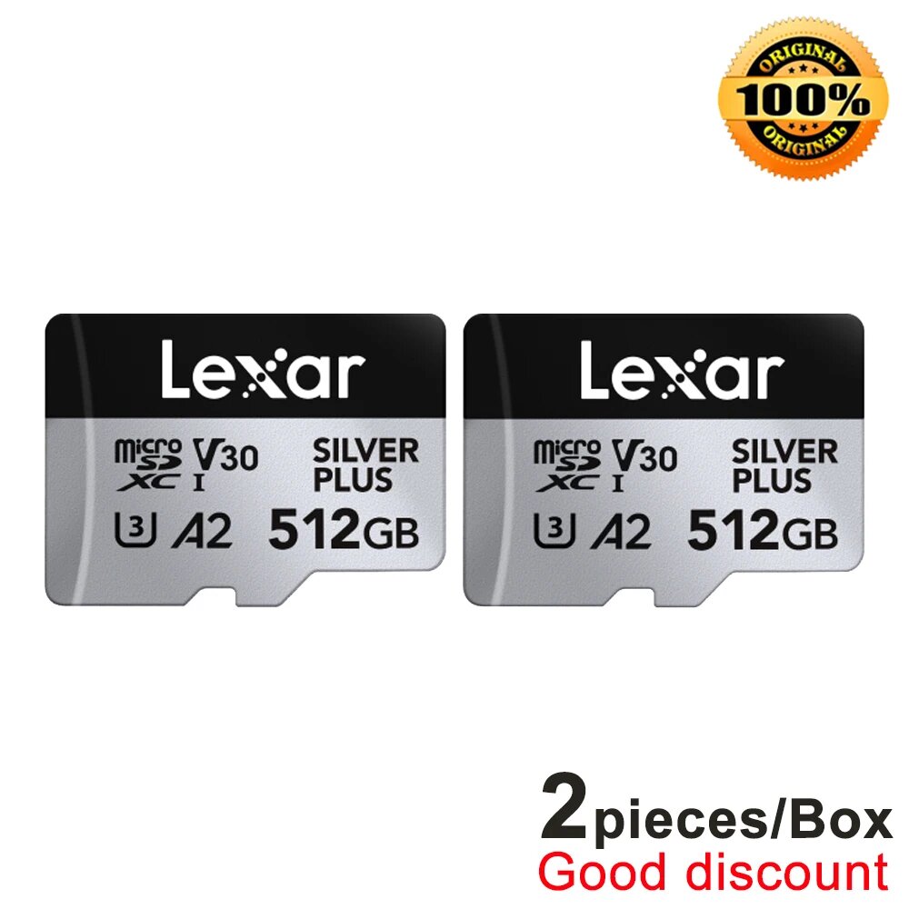 Lexar SILVER PLUS microSDXC карта памяти 64/128/256/512 ГБ/1 ТБ 2 шт. 512GB-2PCS