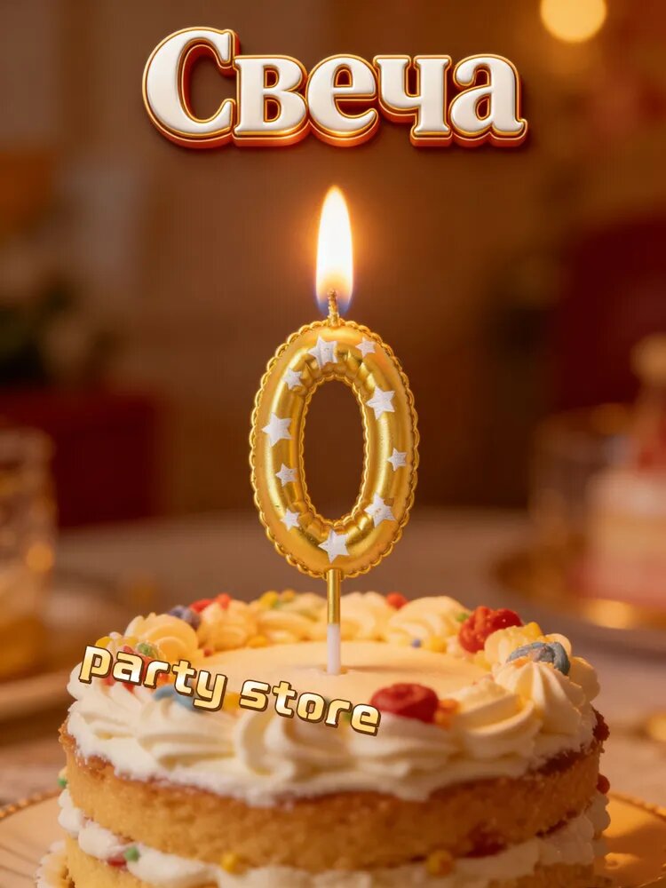 Свеча цифра 0, 1 шт
