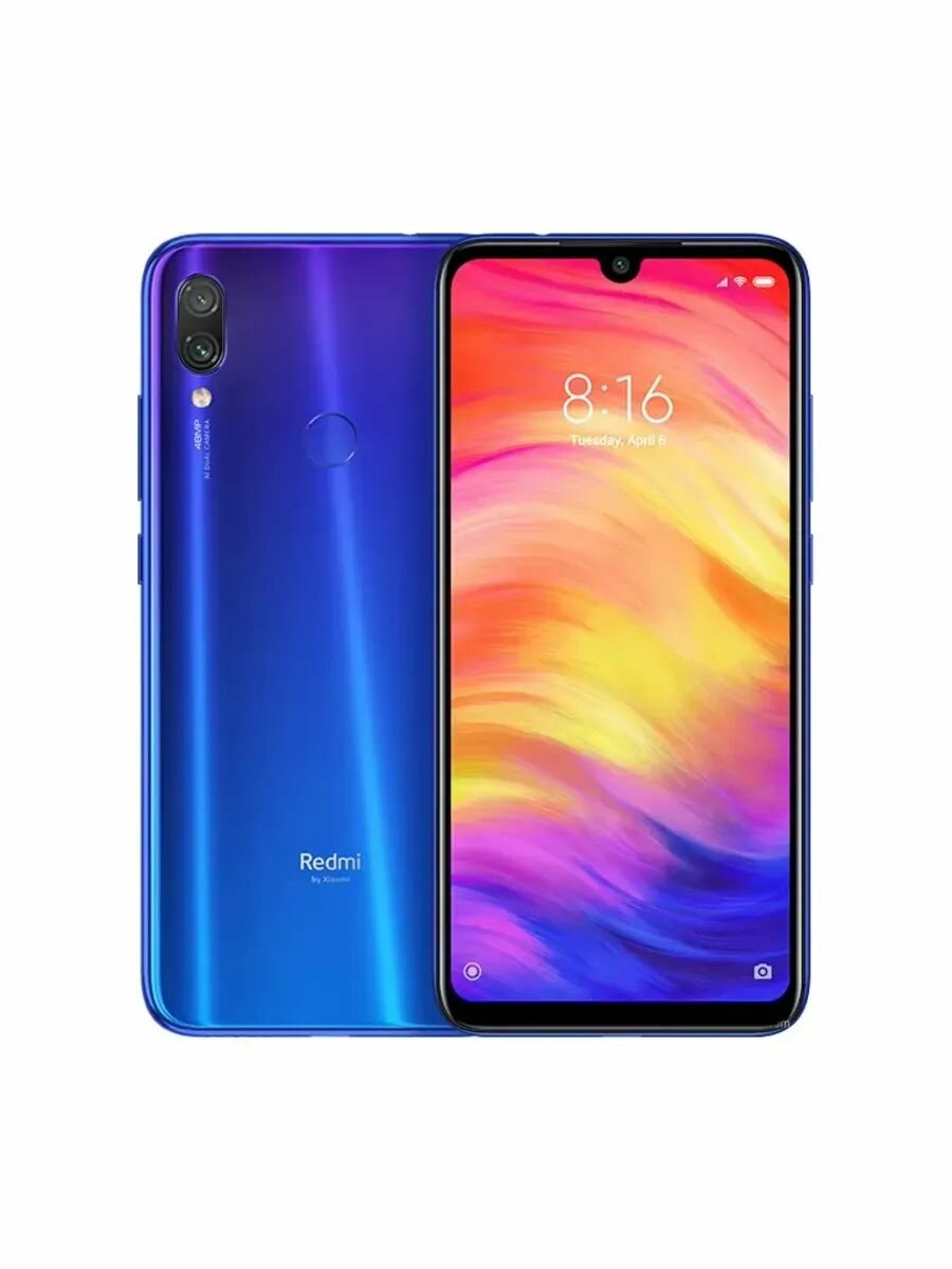 Redmi Смартфон смартфон Note 7 4гб 64гб глобальная версия napdragon 660AIE Android 48.0MP+5.0MP задней камеры 4G телефон Global 4/64 ГБ, Nano-SIM, синий