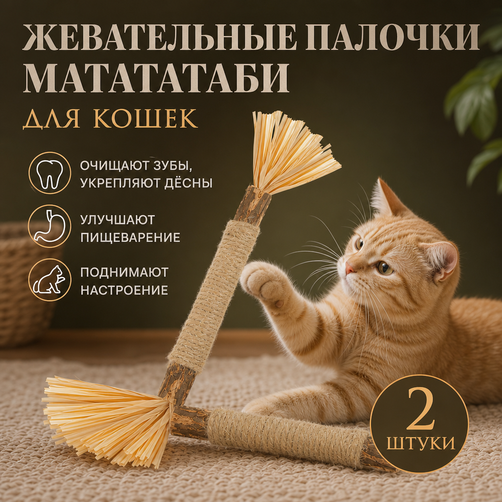 Набор натуральных палочек мататаби для кошек, натуральный мататаби, натуральный материал