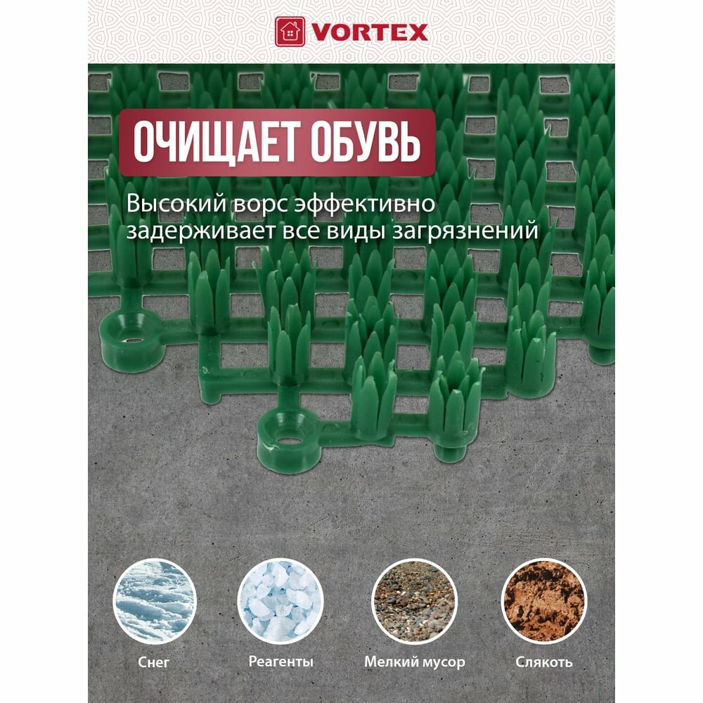 Коврик VORTEX травка 42х56 см, черно-зеленый 23001 — фото 1