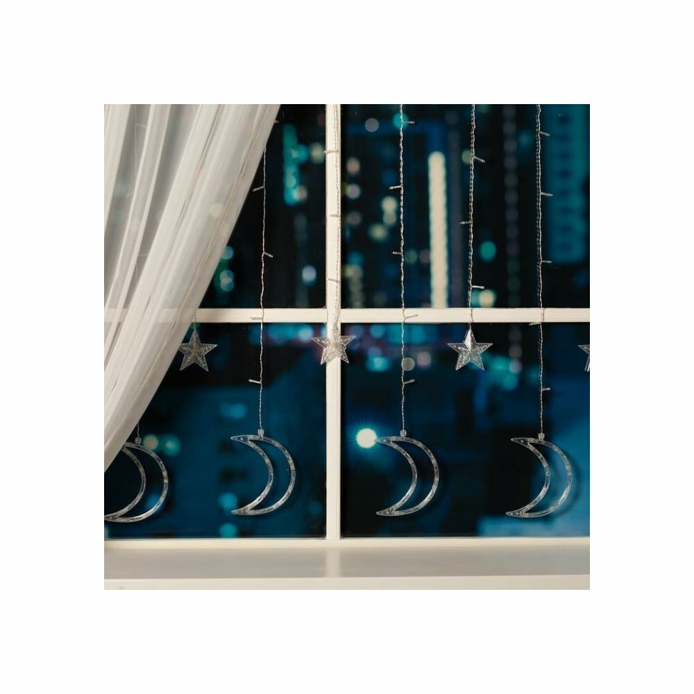 Бахрома Luazon DECOR Месяц, IP20, Ш2.7 м, В0.9 м, Н. С. LED-138-220V, 8 режимов, теплый белый 4356981 — фото 1