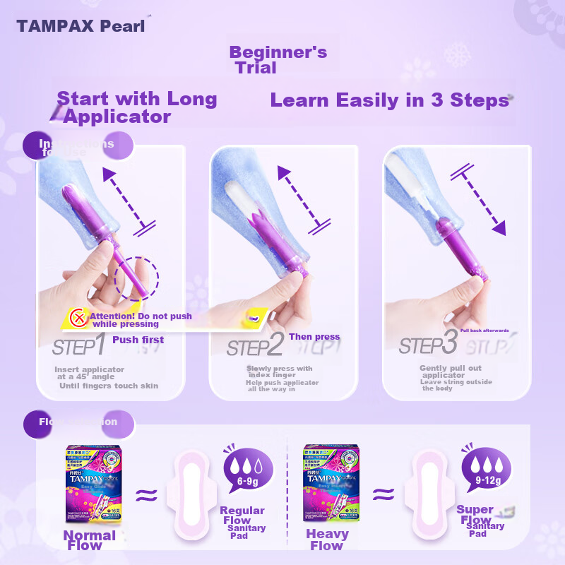TAMPAX Easy-Push короткие тампоны высокая впитываемость 16 шт с хлопковыми прокладками Характеристика：Высокая
