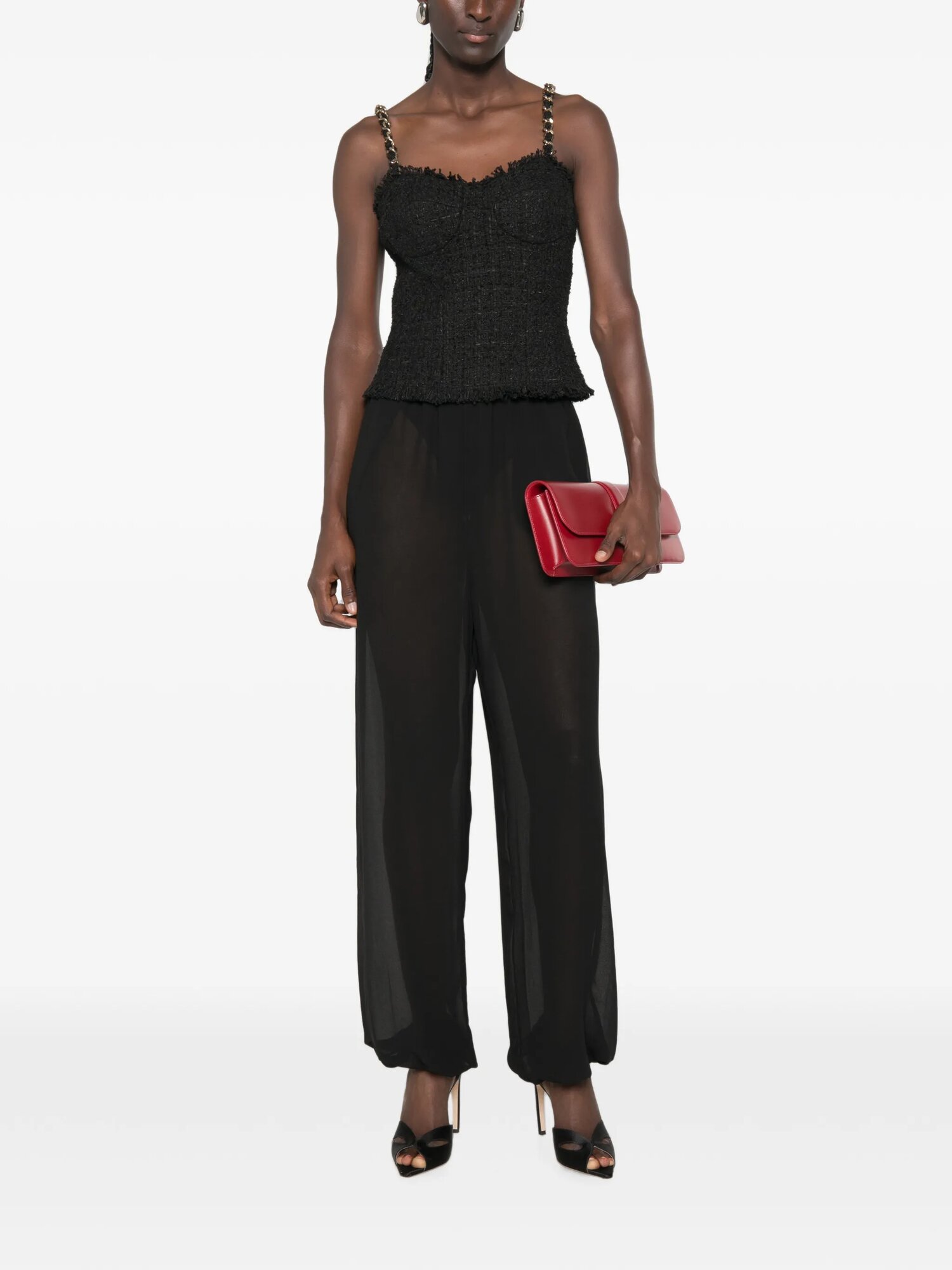Топ BALMAIN Chain-strap tweed top, размер 40 — фото 1