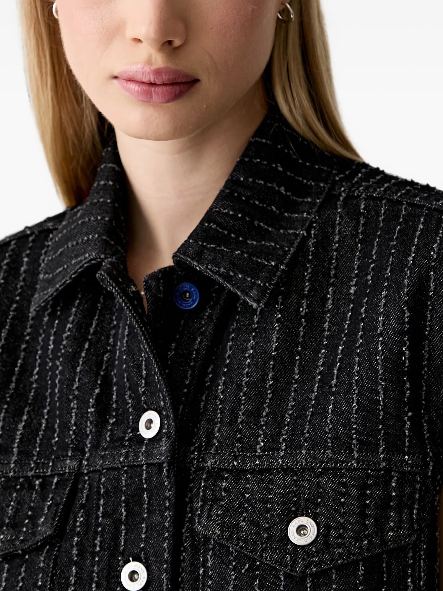 Куртка KARL LAGERFELD JEANS Pinstripe-pattern sleeveless jacket, размер 32 — фото 1