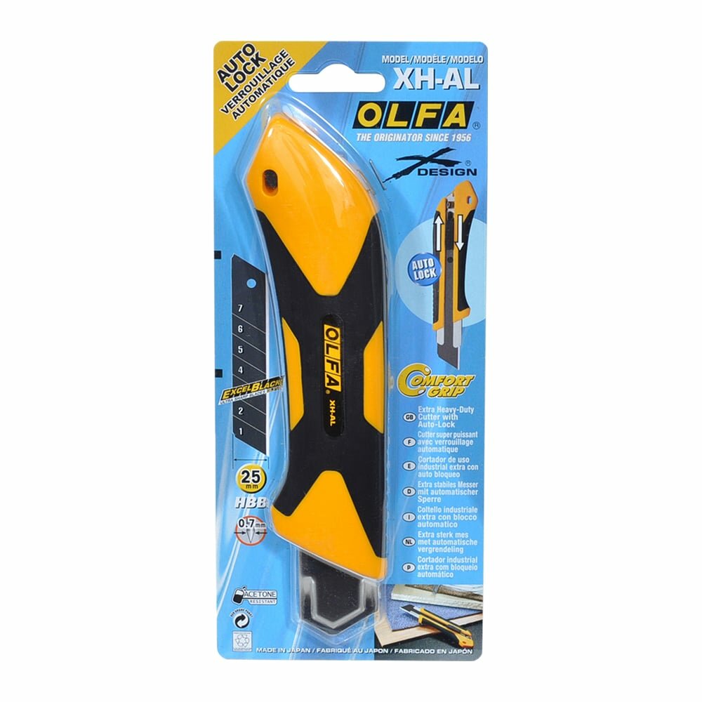 Нож Olfa Autolock с выдвижным лезвием двухкомпонентный корпус 25 мм OL-XH-AL — фото 1