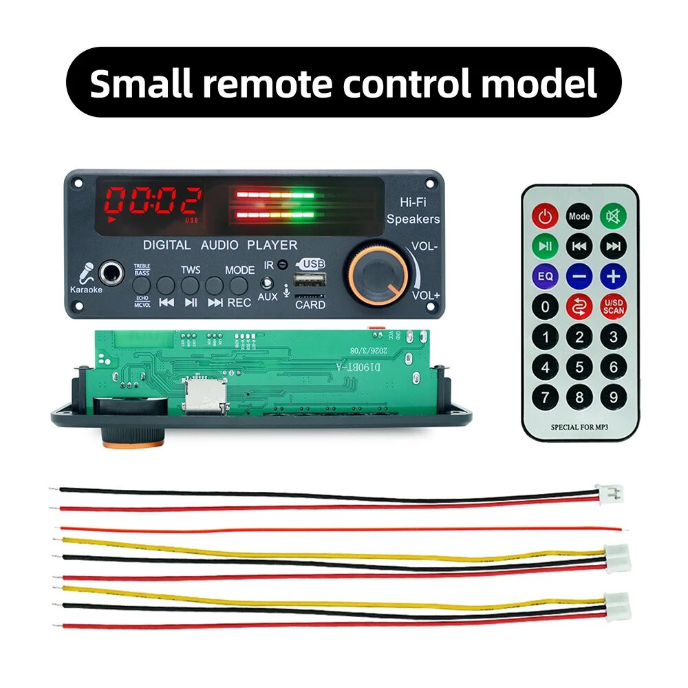 MP3 Bluetooth-декодер (плата) DC 12V, аудиомодуль с Bluetooth 5.3, воспроизведение через USB/TF для автомобильной и домашней стереосистемы D189BT