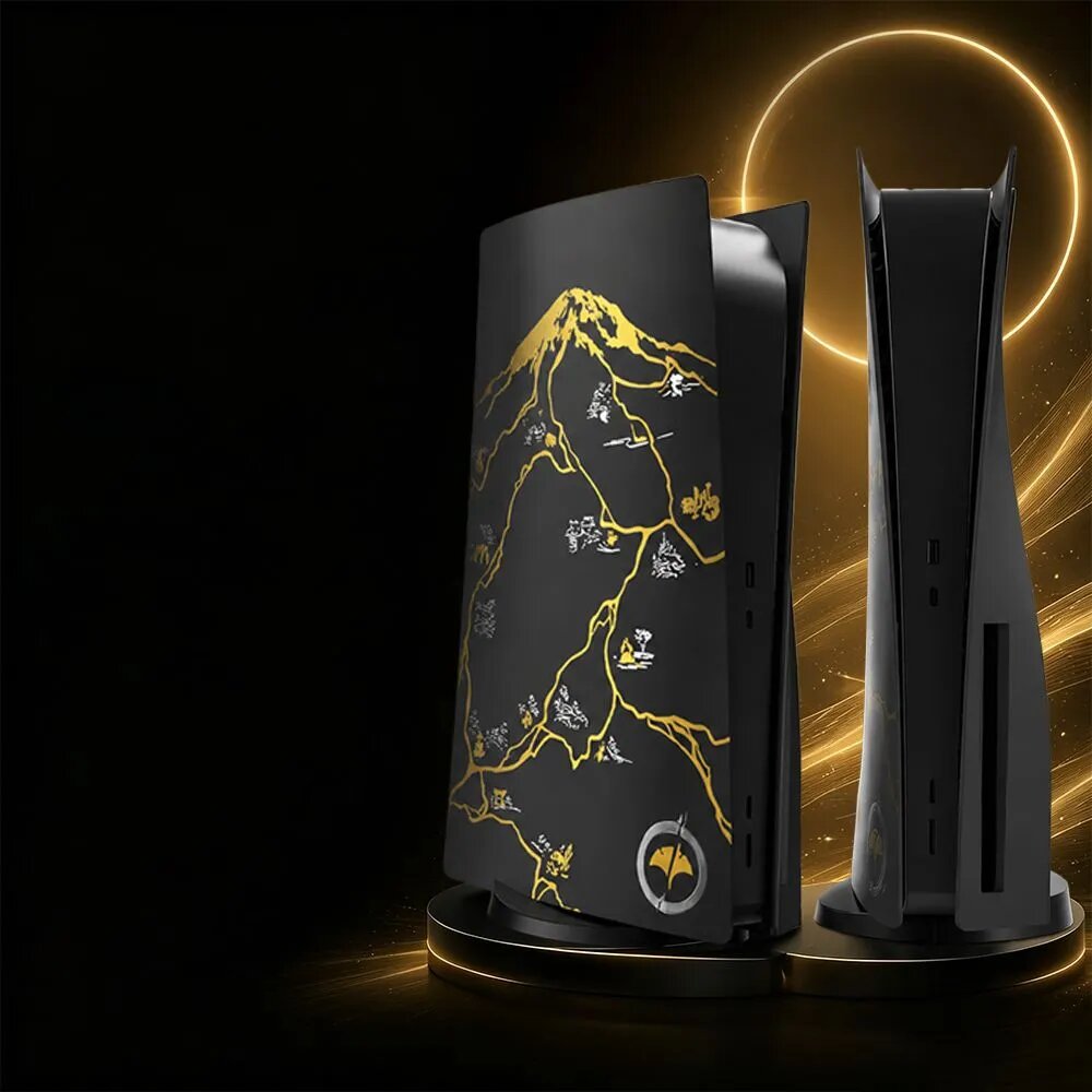 Универсальный сменный корпус для PS5/ Slim/ Pro - Лимитированная серия "Гора Призраков Овечьих Рогов" - Для консолей с дисководом/цифровой версии - Платиновая кастомизированная лицевая панель