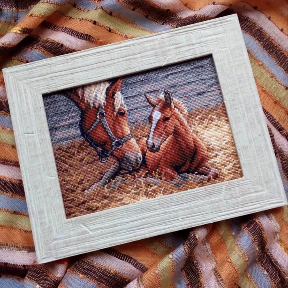 Набор для вышивания Набор для вышивания крестиком-DIMENSIONS 70-65119 - Mother and child horses "Лошадь-мать и дитя" Сяоцзинь, 18CT 13x18cm