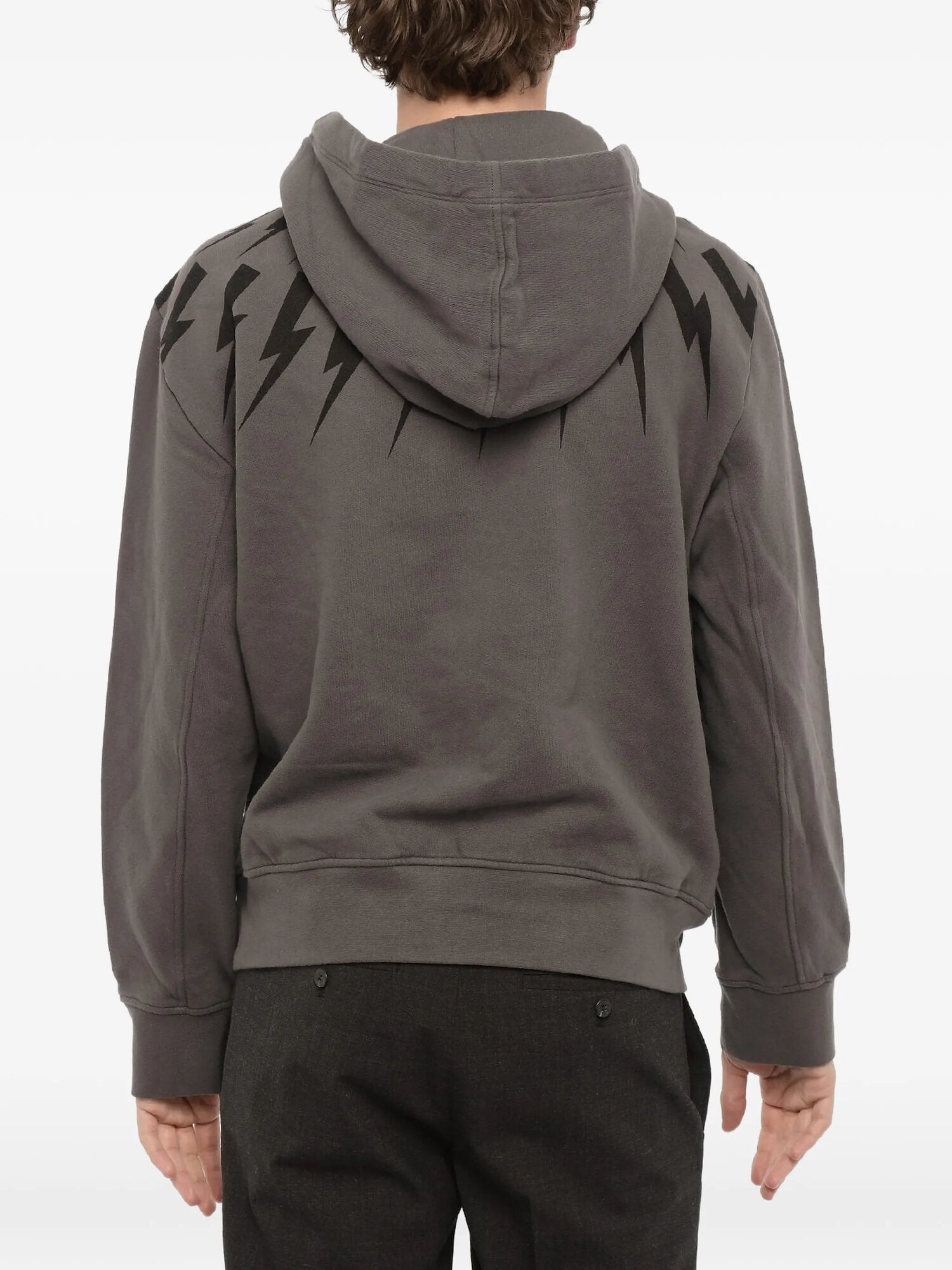 Худи Neil Barrett Thunderbolt-print drawstring hoodie, размер 48 — фото 1