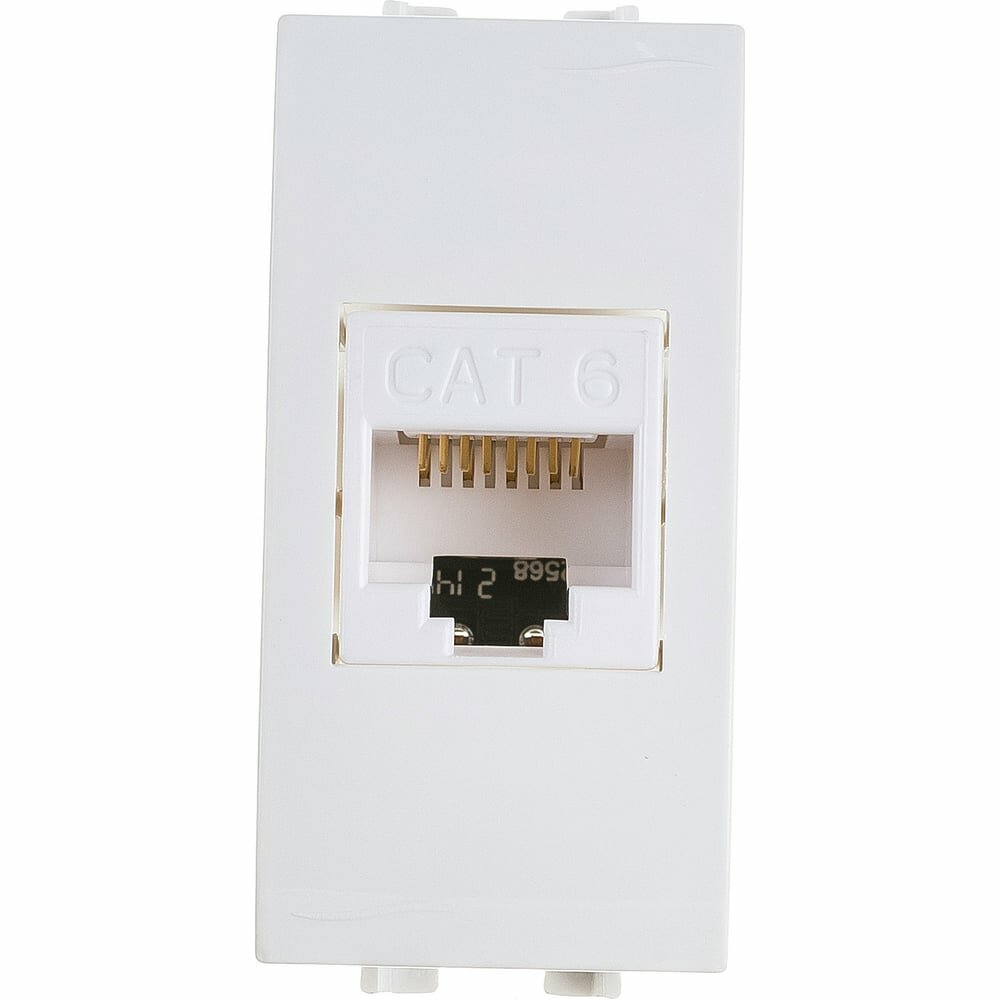 Компьютерная розетка DKC СП Brava 1 модуль RJ45 CAT.6 белая 76458B — фото 1
