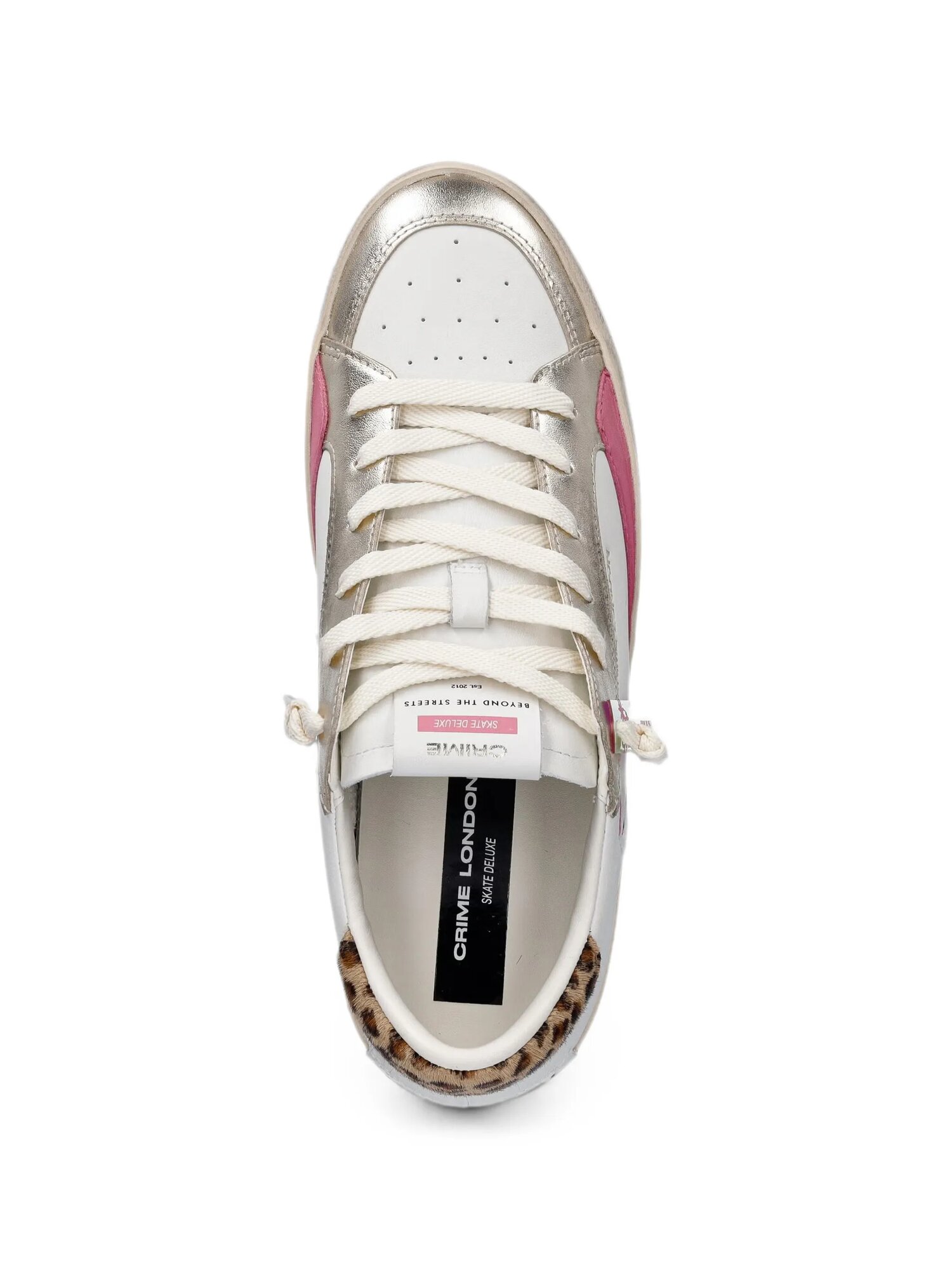 Кроссовки Crime London Leopard-print metallic sneakers, размер 39, бежевый/белый — фото 1