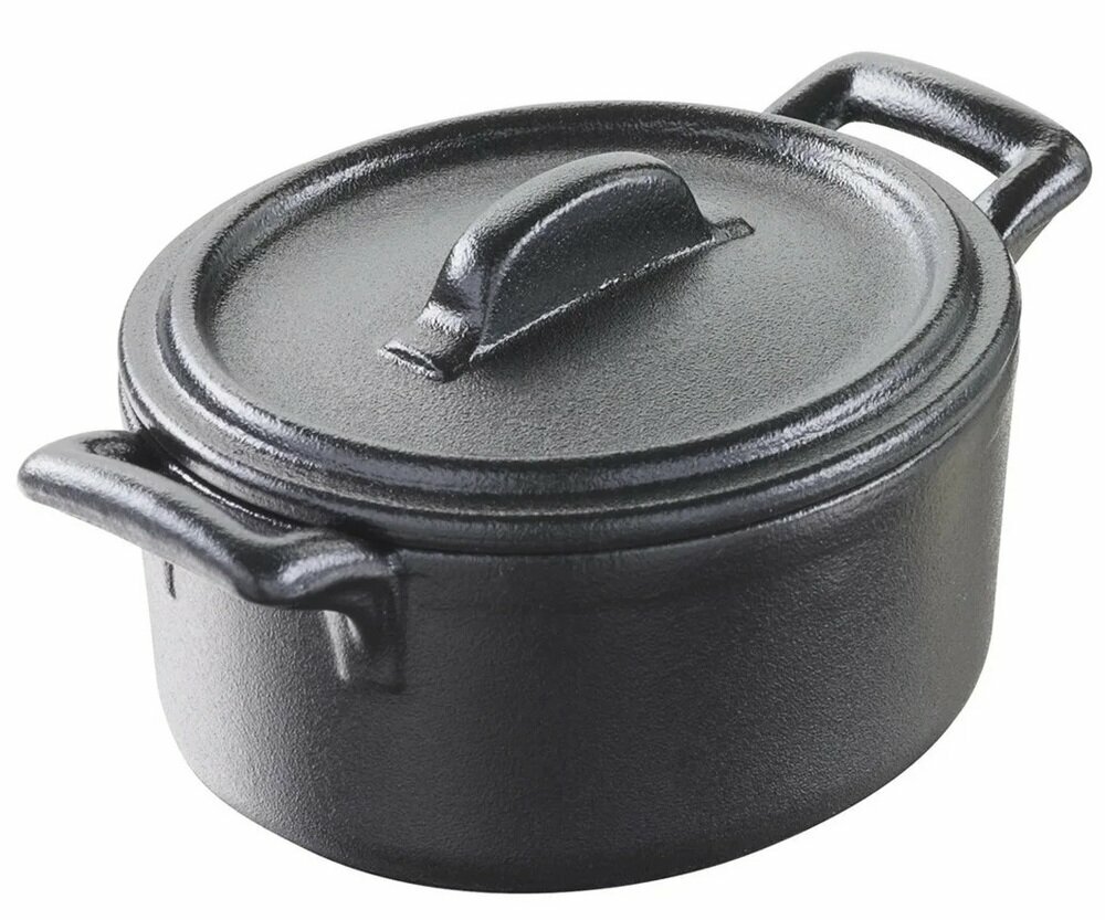 Кокотница овальная Belle Cuisine (250 мл), 11х10х6.5 см, с крышкой, черная 644688 Revol
