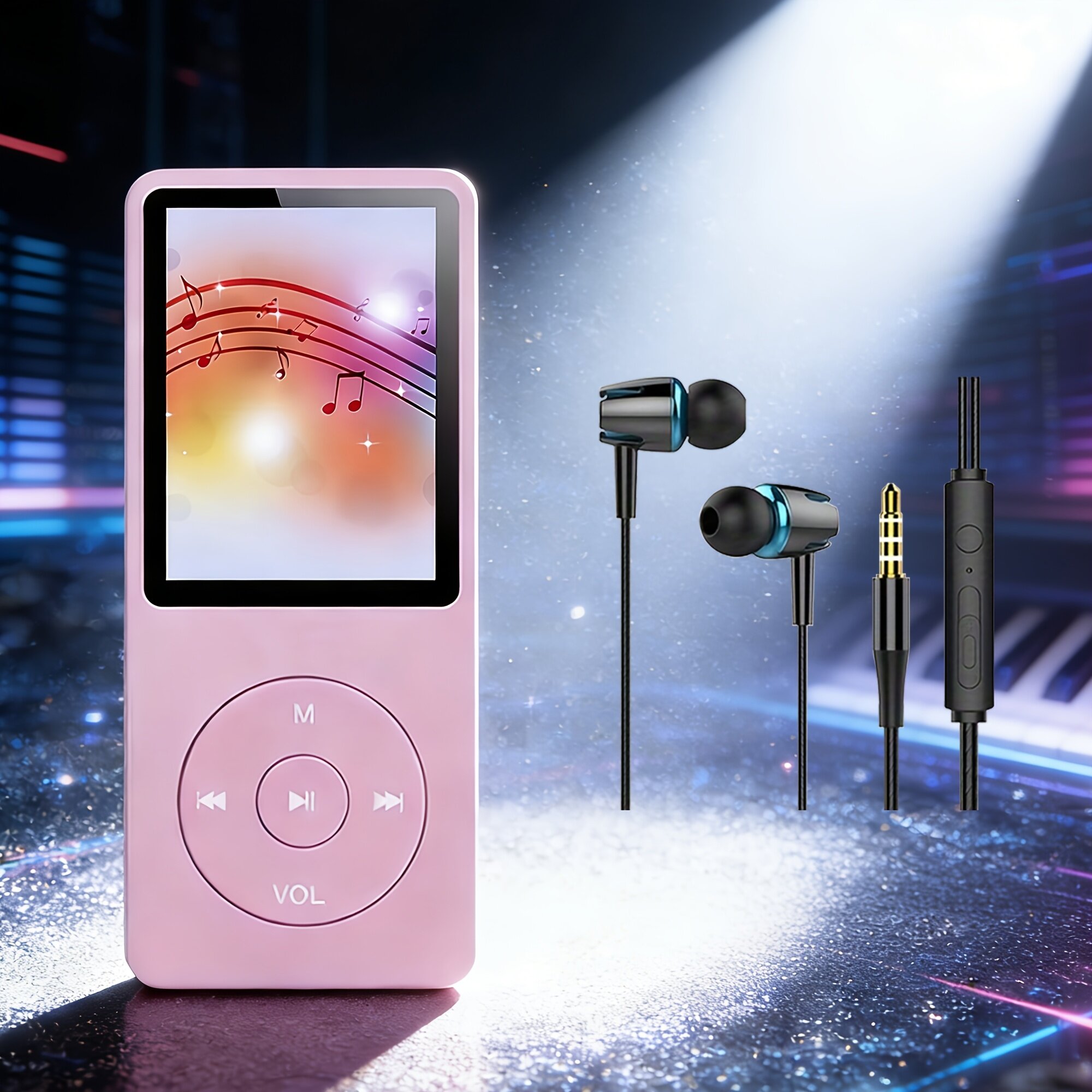 MP3/MP4 плеер с 1,8-дюймовым LED-экраном, поддержкой видео, записи и электронных книг, с высококачественными проводными наушниками, большой аккумулятор, розовый