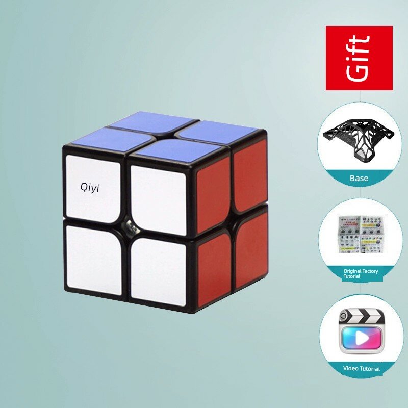 Qiyi 2x2 Черный Скоростной Кубик Рубика с Подставкой для Тренировки