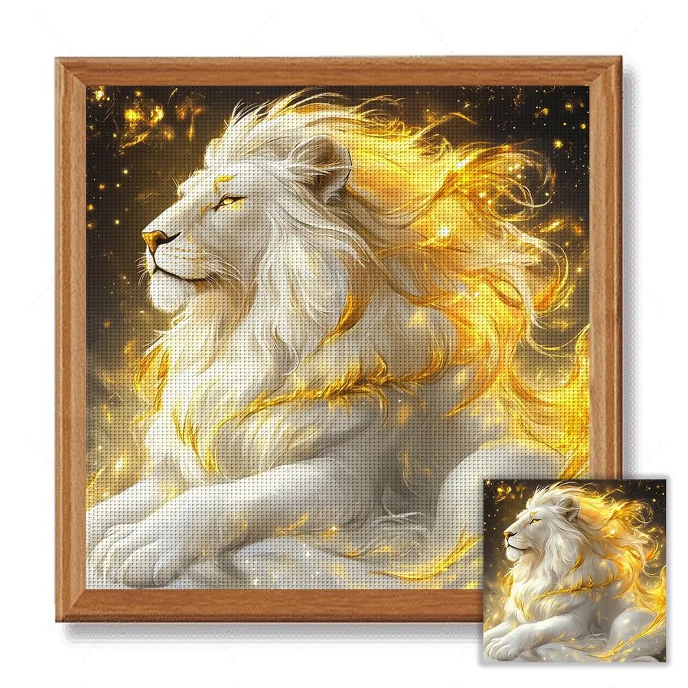 Набор для вышивания, 40x40 см, 25 цветов, 14ct, Золотой лев