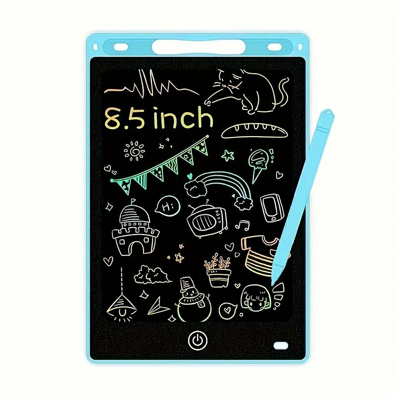 Детский LCD-планшет для рисования, 16 цветов, портативный лёгкий дизайн, сенсорный экран 21.59 см со стилусом, творческая обучающая игрушка для мальчиков и девочек, подарок на Новый год и день рождения, цвет: светло-голубой