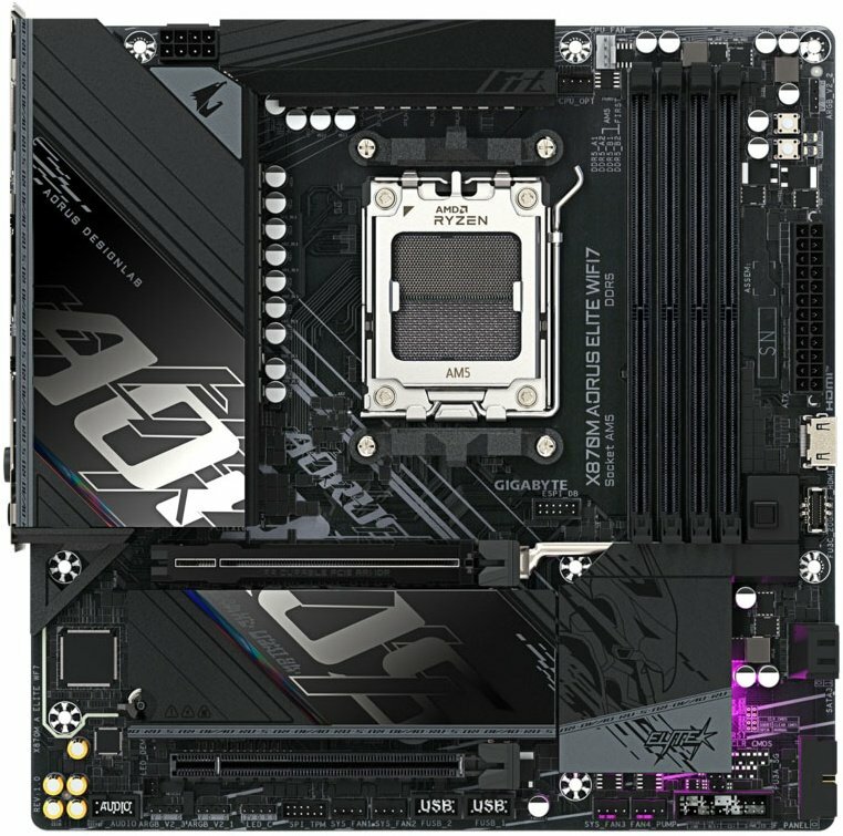 Материнская плата AM5 Gigabyte X870M AORUS ELITE WIFI7