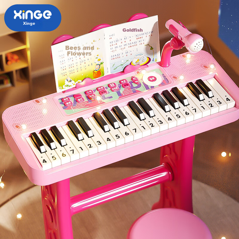 Xinge электронная клавиатура 37 клавиш с столом и стулом для малышей 3-6 лет развивающая музыкальная игрушка
