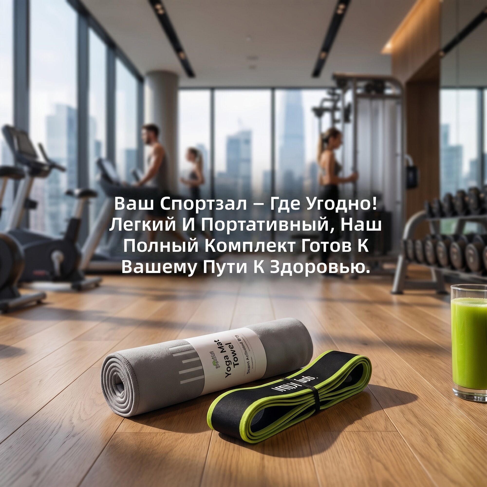 Фитнес-резинка для растяжки и йоги, 10-секционная с цифровыми метками, зеленая