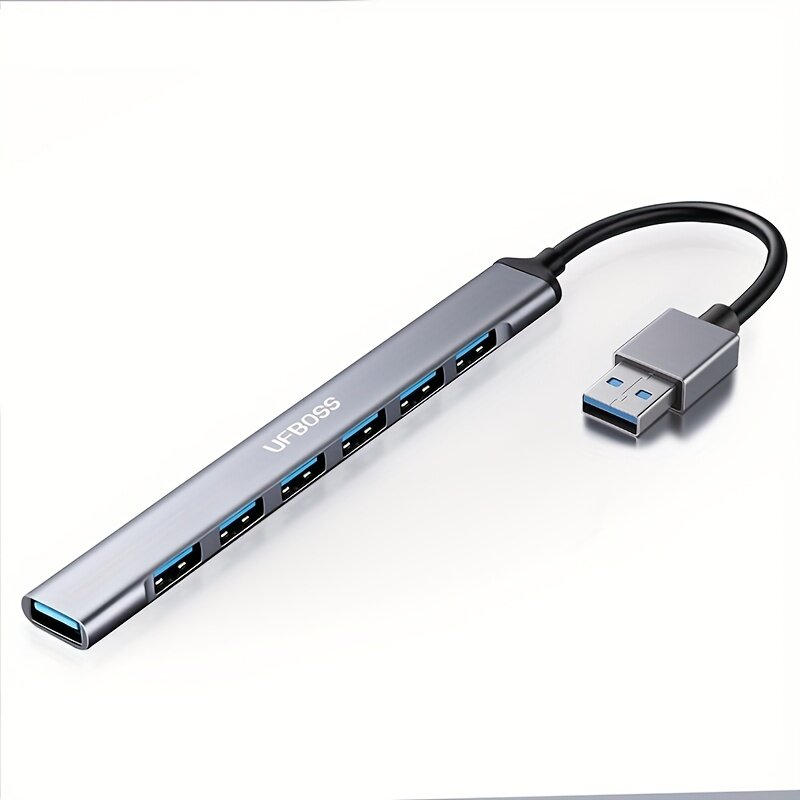 USB-хаб 3.0 на 7 портов, алюминиевый, USB-сплиттер и удлинитель для ноутбуков, ПК, Mac, Surface Pro, внешних накопителей, принтеров, камер