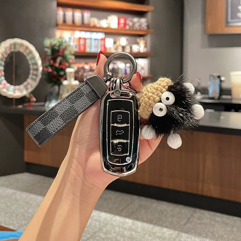 Ключевой чехол для Geely Emgrand B модель, черный с черной клетчатой пряжкой и черной взрывной головкой, автомобильный