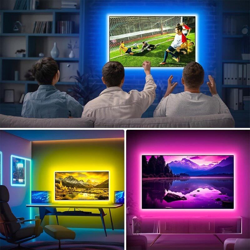 Светодиодная лента USB 5050 RGB, 5V, одноцветная с изменением цвета, регулировка яркости и цвета, отрезная, с физической кнопкой, без пульта и батареек, 5 м/16,4 фута, мультиколор